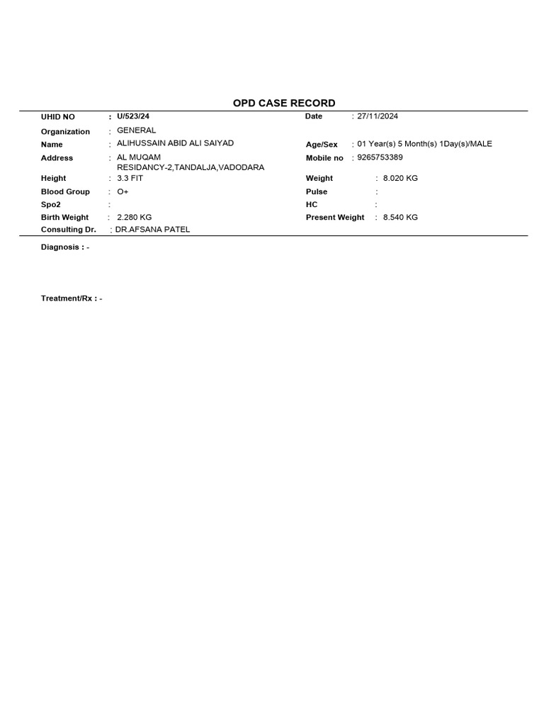 Opd Case Paper27 11 2024 | PDF