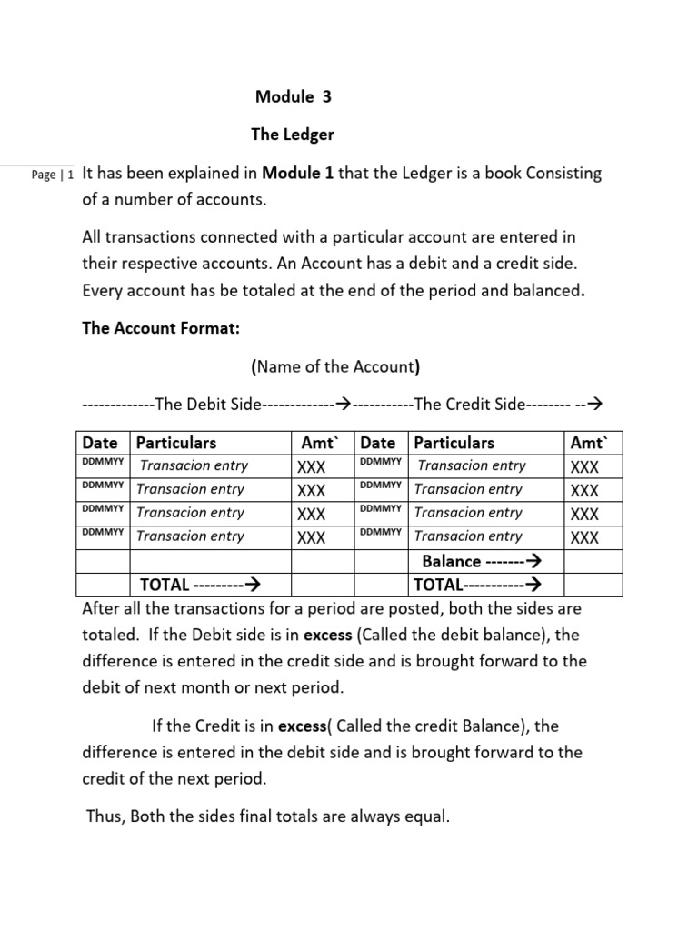 Accounts - Module 3 - Ledger | PDF | Debits And Credits | Financial Services