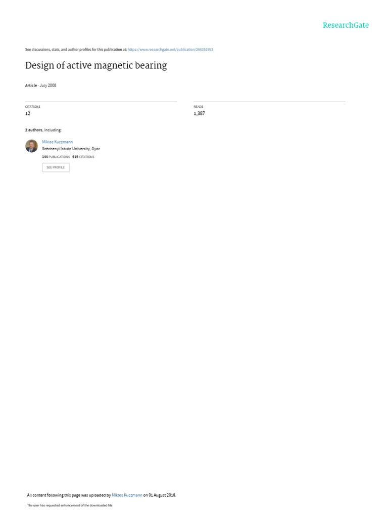 Design of Active Magnetic Bearing | PDF | Finite Element Method ...