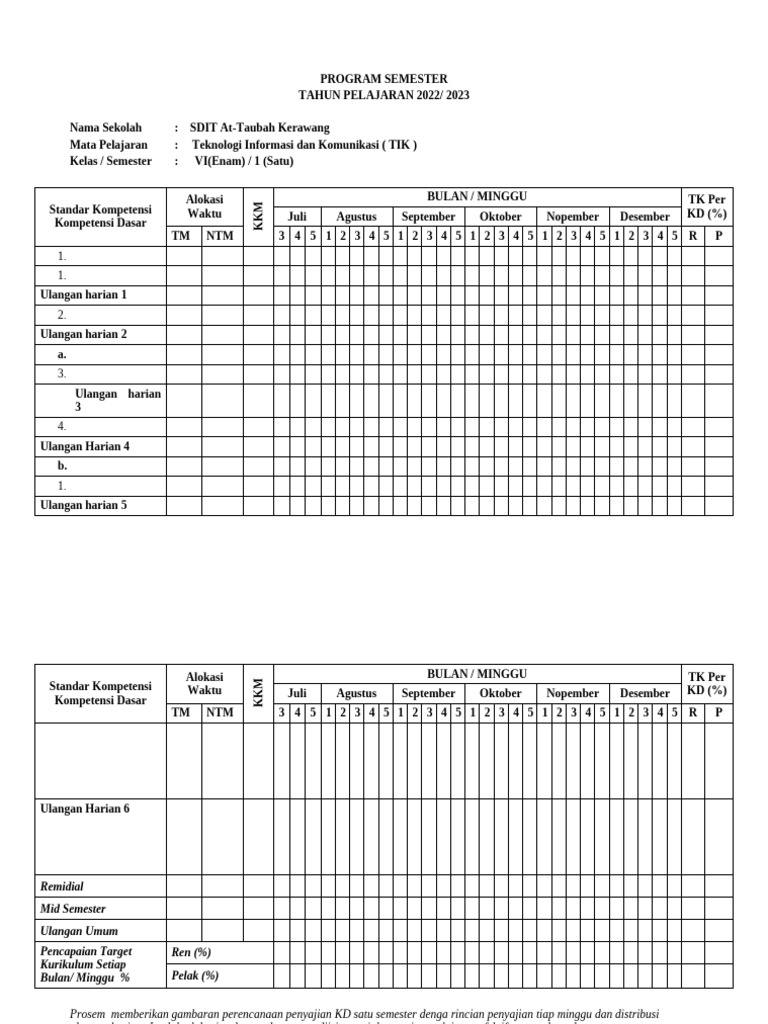 Promes TIK Kelas 6 | PDF