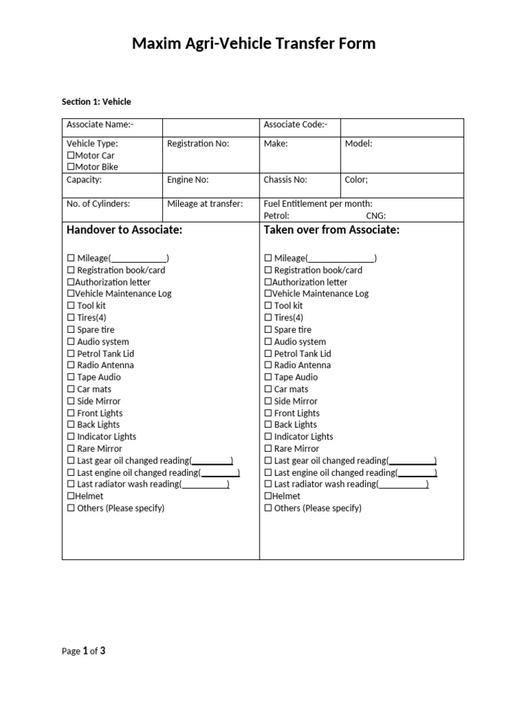 New VTF (Vehicle Transfer Form) | PDF | Fuel Economy In Automobiles ...