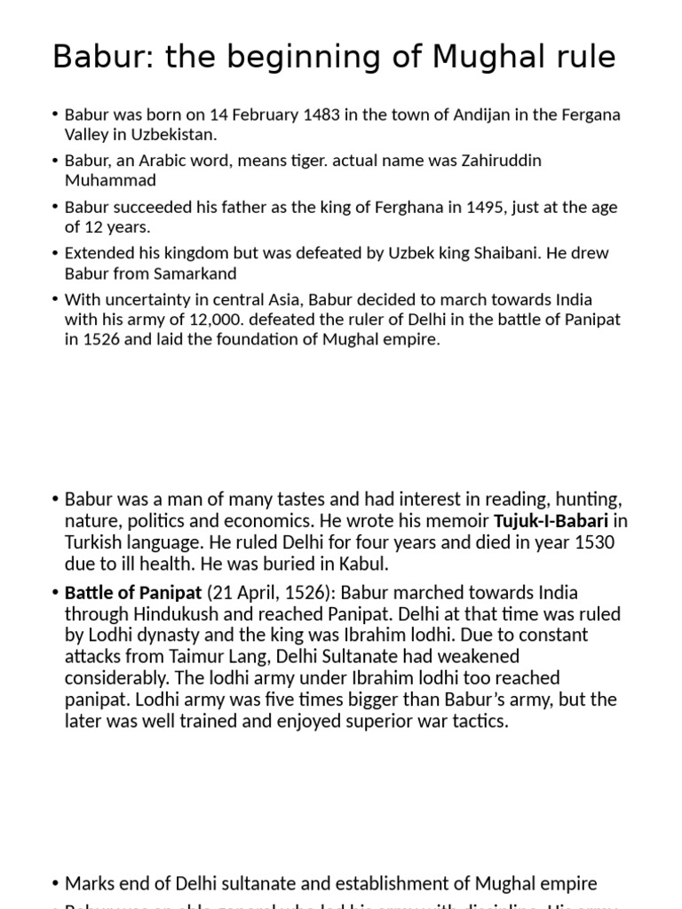 Babur | PDF | Mughal Empire