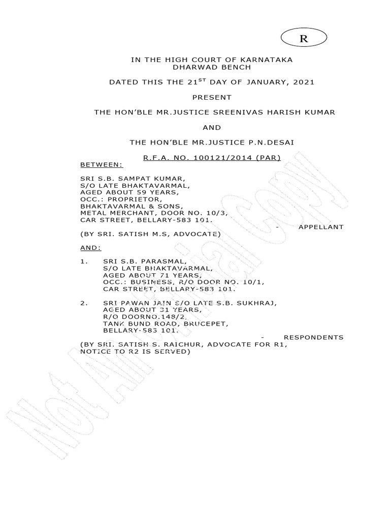 S.B.Sampat Kumar Vs S.B.Parasmal and Another | PDF | Lawsuit | Will And ...
