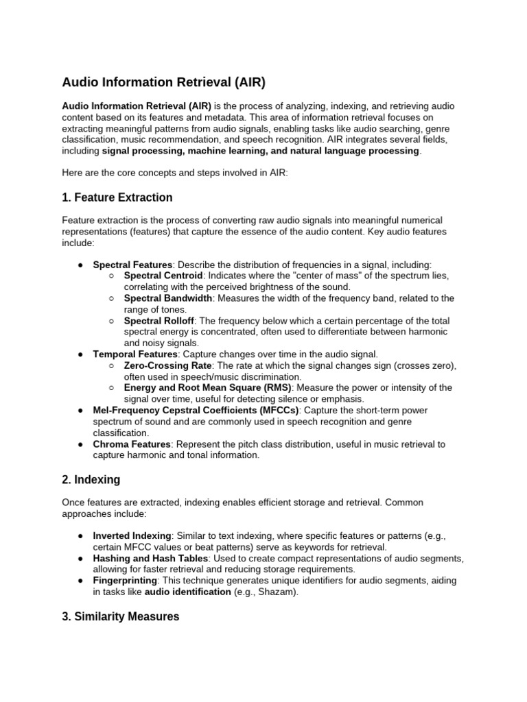 Audio Information Retrieval (AIR) | PDF | Sound | Statistical ...