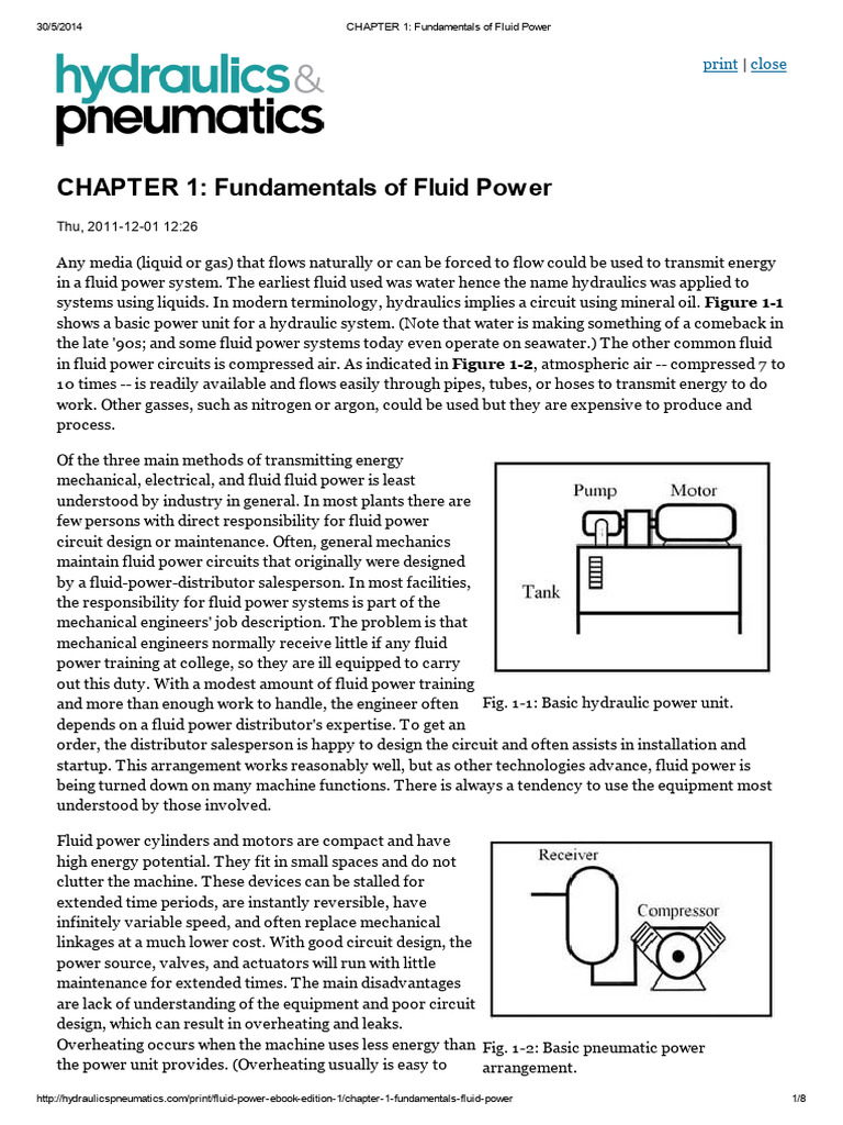 CHAPTER 1 - Fundamentals of Fluid Power | PDF | Pressure | Pump