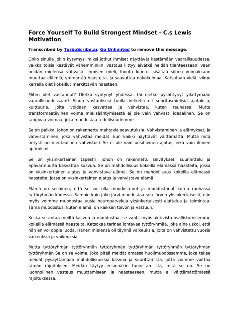 Force Yourself To Build Strongest Mindset - C.S Lewis Motivation | PDF