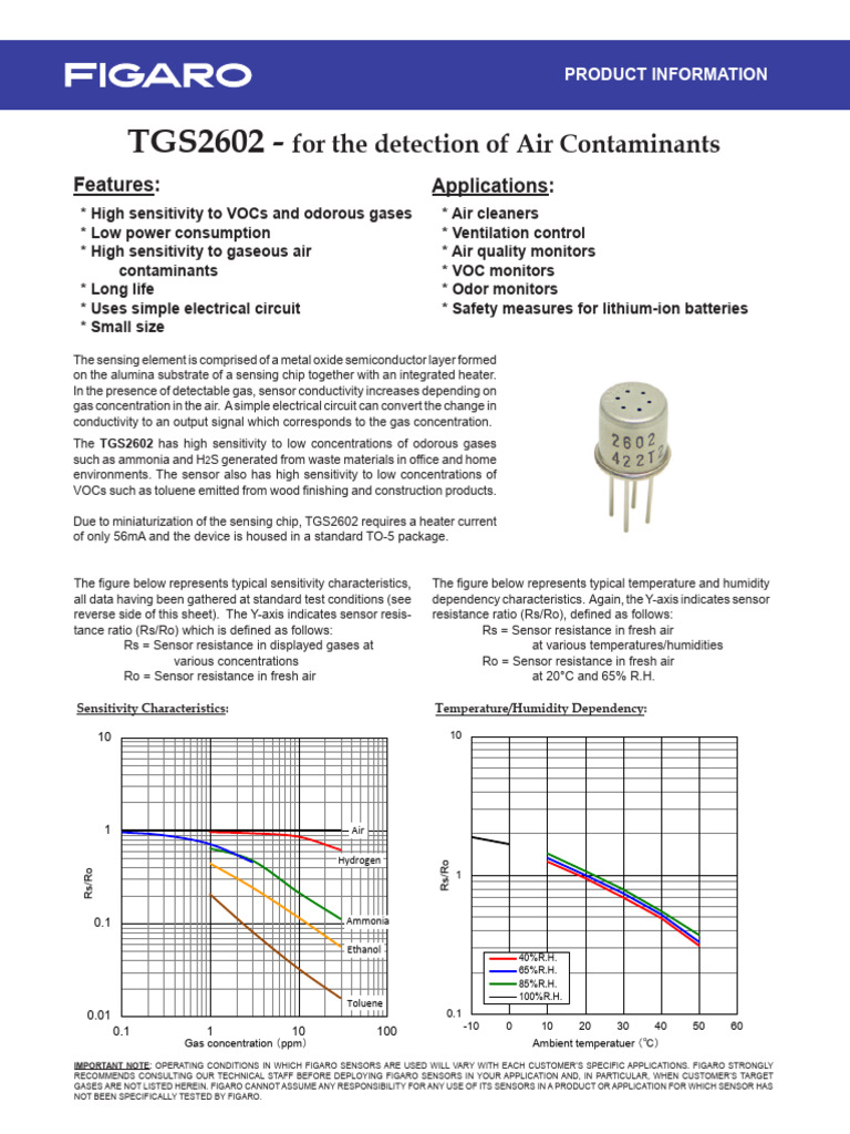 TGS2602 (Rev01-24) | PDF | Sensor | Electrical Resistance And Conductance