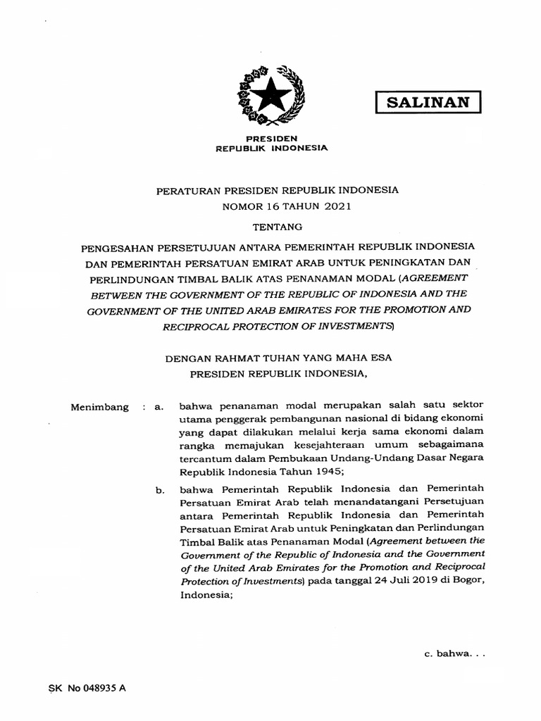 Perpres Nomor 16 Tahun 2021 | PDF