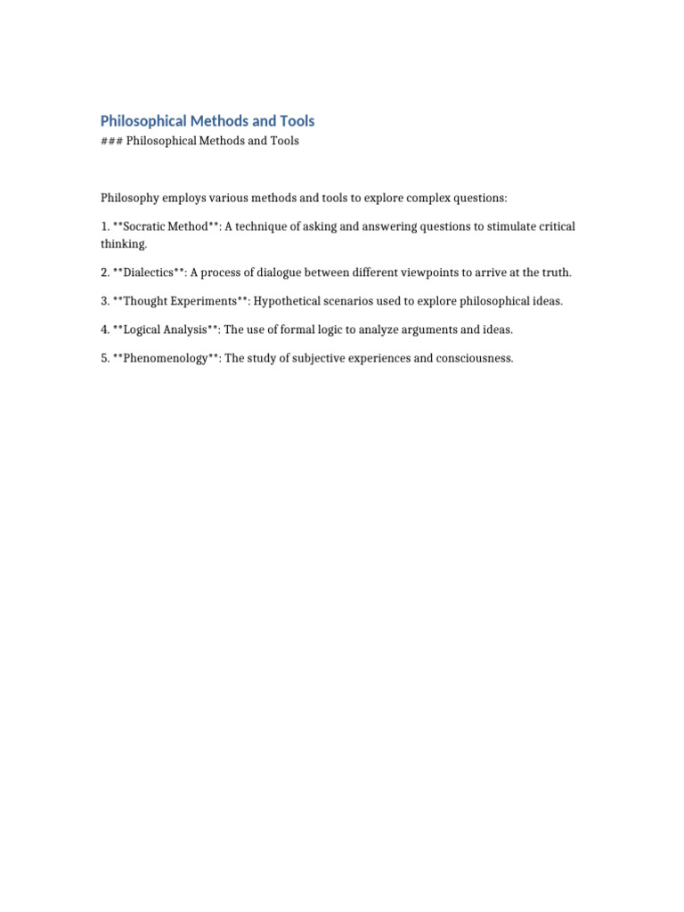Philosophical Methods and Tools | PDF
