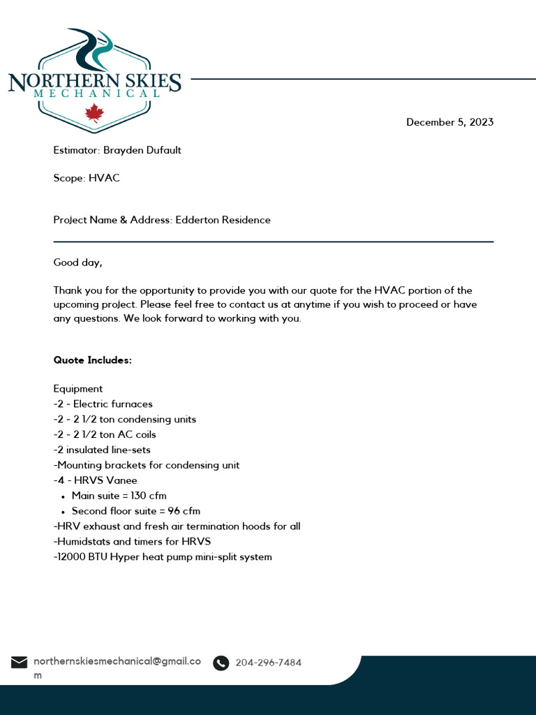 Edderton Residence HVAC | PDF