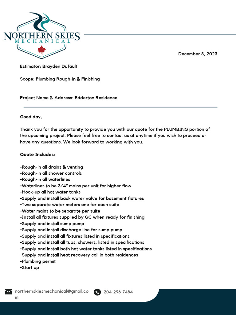 Edderton Residence Plumbing | PDF