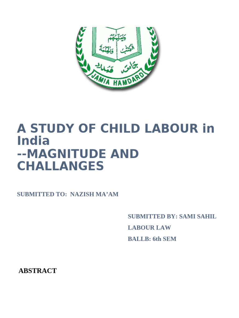Project LL | PDF | Child Labour | Labour Economics