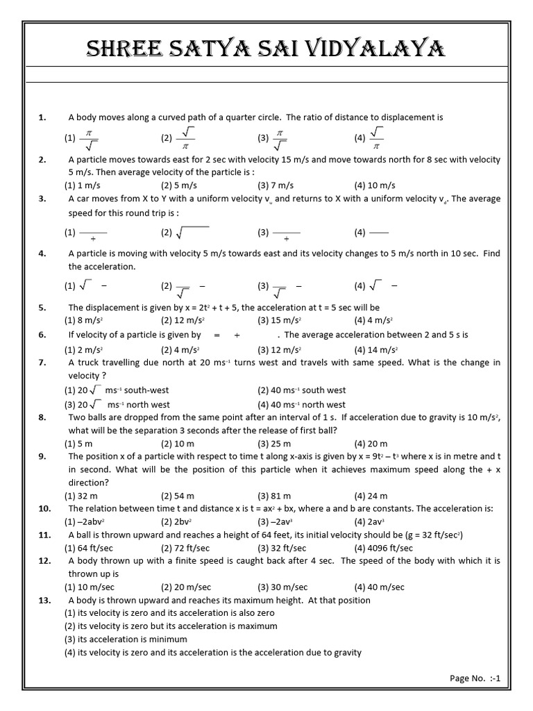 NEET Rectilinear Motion Paper | PDF | Acceleration | Classical Mechanics