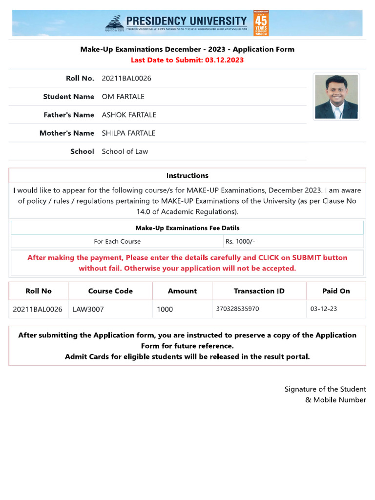 Om Make Up Examination | PDF