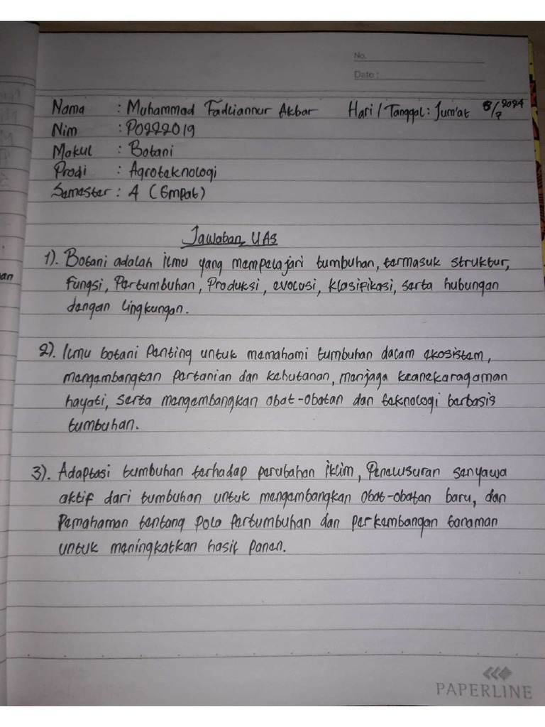 Jawaban UAS Botani, Muhammad Fadliannur Akbar | PDF