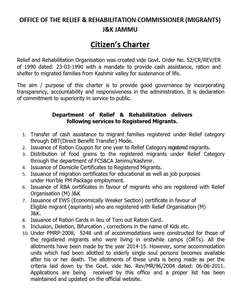 Citizen Charter | PDF