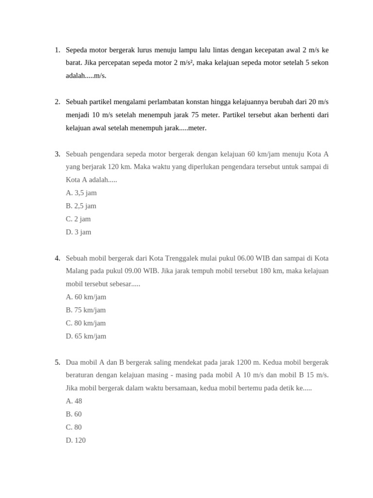 Latihan Soal GLB & GLBB 2 | PDF