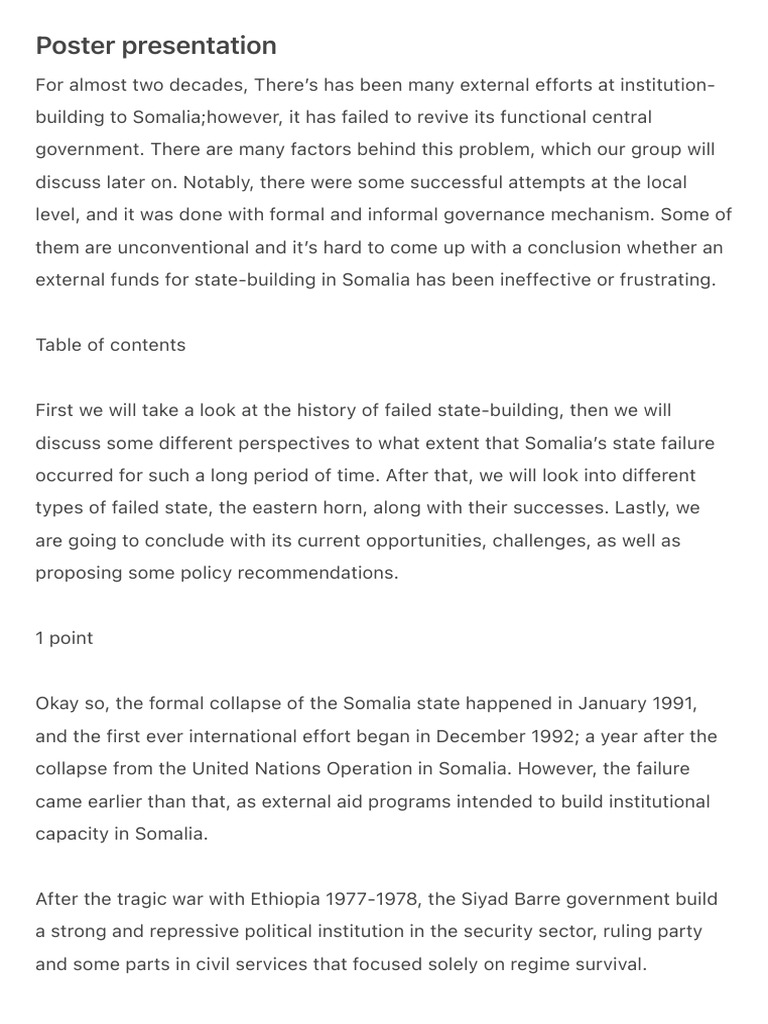 Poster presentation | PDF | Failed State | Somalia