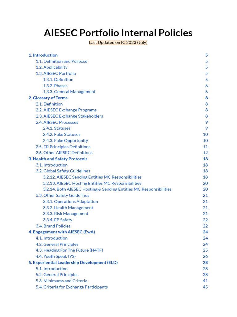 (Internal) AIESEC Portfolio Internal Policies (Last Update - IC 2023 ...