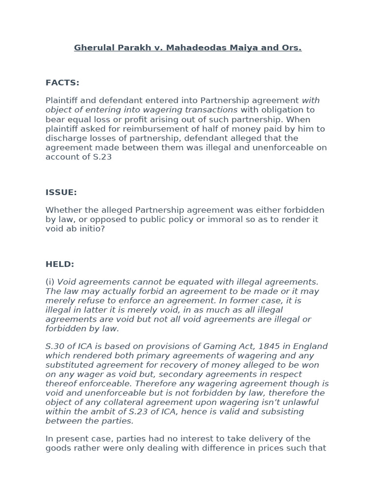 CONTRACT ASSIGNMENT | PDF | Gambling | Public Policy Doctrine