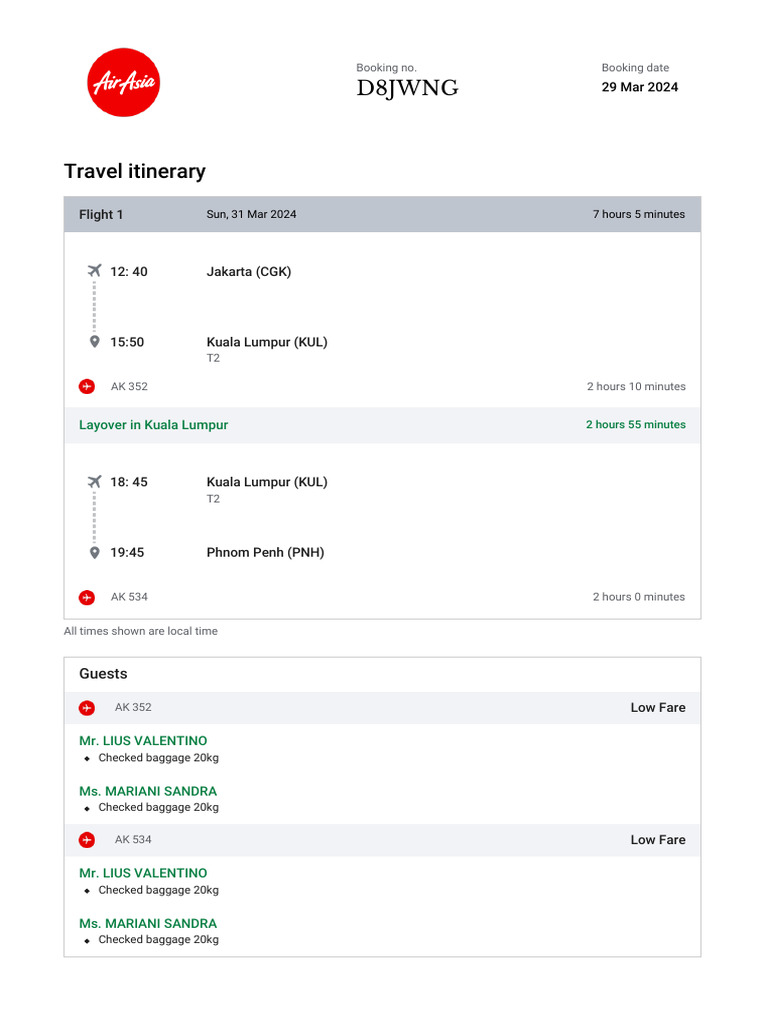 Pnk-Fxwfhv-Cgk-Flight - Originating (1) 2 | PDF