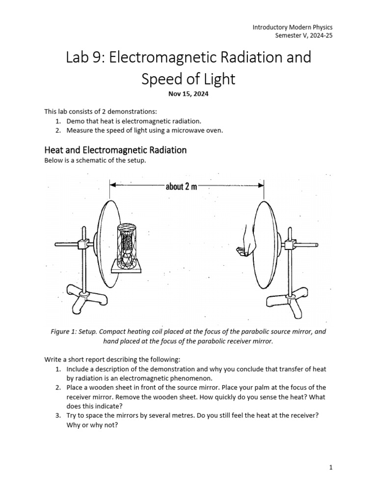 Electromagnetic Radiation Lab: Speed of Light | PDF