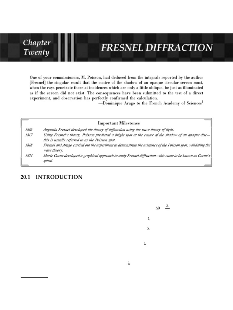 Fresnel Diffraction Explained | PDF | Diffraction | Optics