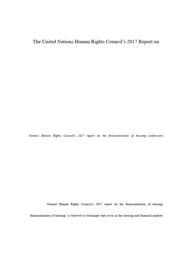 The United Nations Human Rights Councils 2017 Rep | PDF | Poverty ...