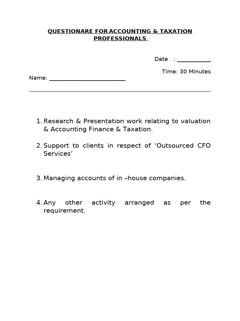 Questionare (Accountants) 08-01-21 | PDF