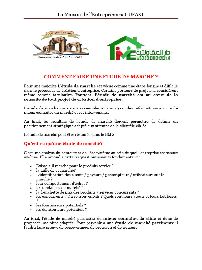 Guide pratique pour une étude de marché | PDF | Marché (Économie ...