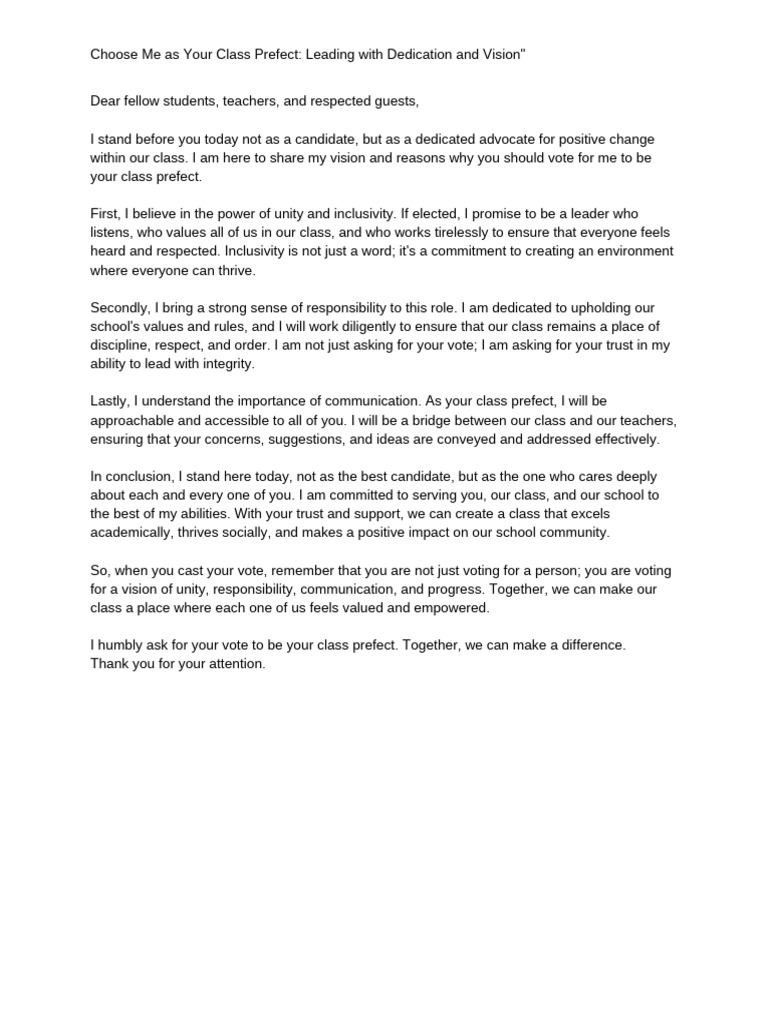 Prefect Speech | PDF