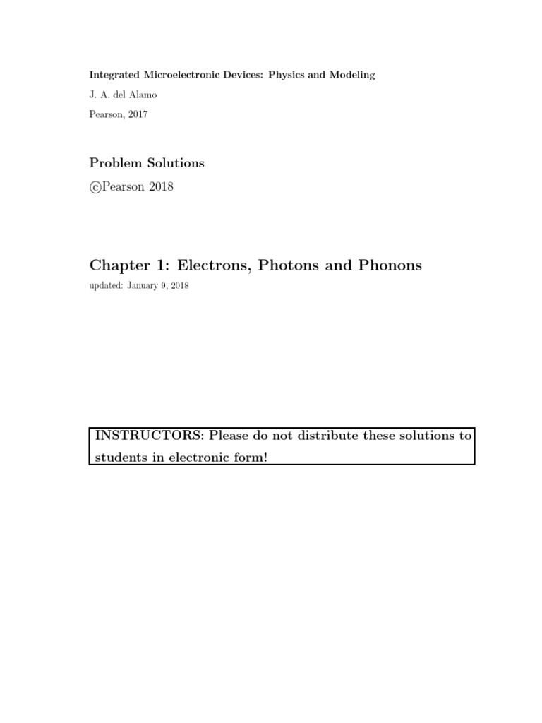 Integrated Microelectronic Devices ch1 Solution | PDF | Electronvolt | Band Gap