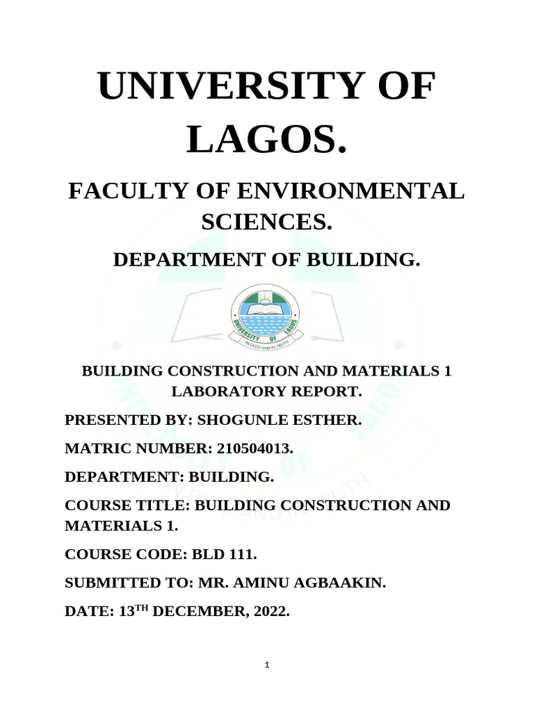 Building Construction Lab Report: Tools & Safety | PDF | Concrete