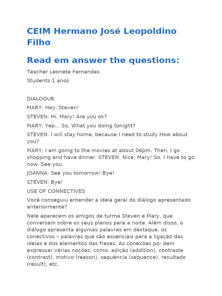 Atividade English | PDF