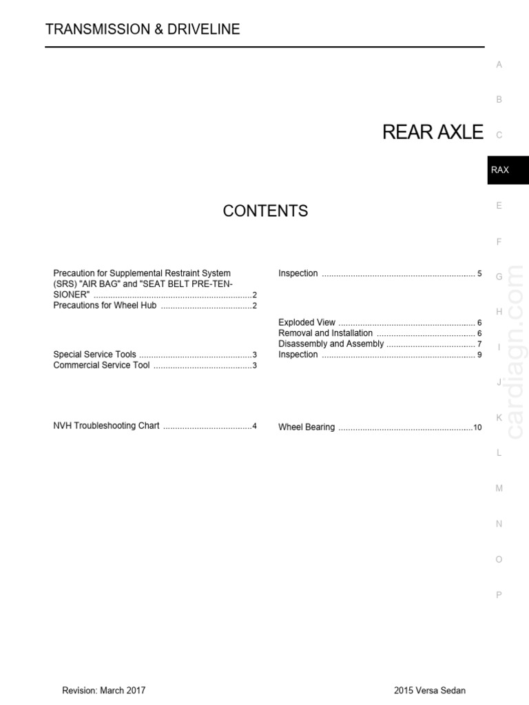 Nissan Versa Rear Hub Service Guide | PDF | Airbag | Brake