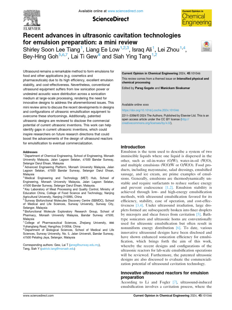 Ultrasonic Emulsification Advances | PDF | Emulsion | Ultrasound
