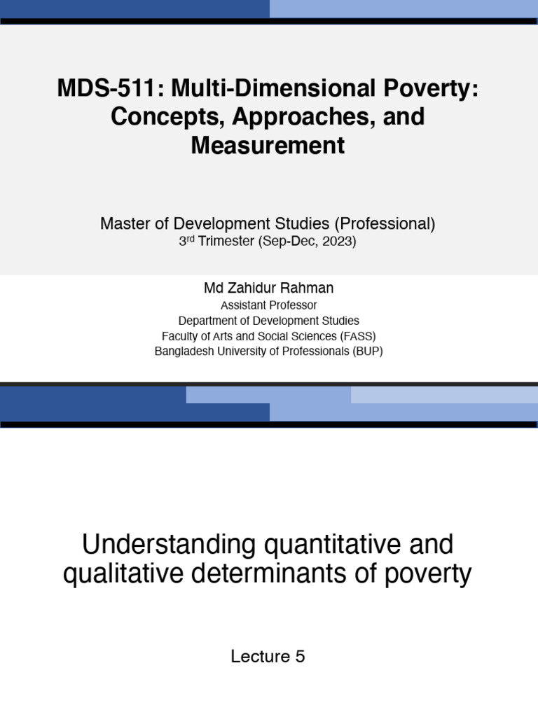 Multi-Dimensional Poverty Analysis Guide | PDF | Poverty | Poverty ...