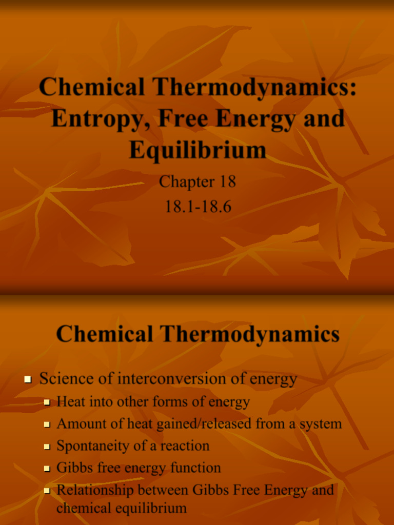 Chemical Thermodynamics: Entropy & Free Energy | PDF | Gibbs Free ...