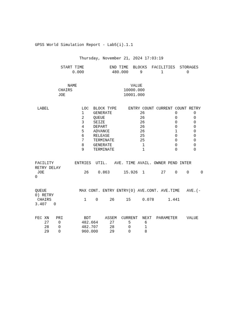 GPSS World Simulation Report | PDF | Simulation | Science Software