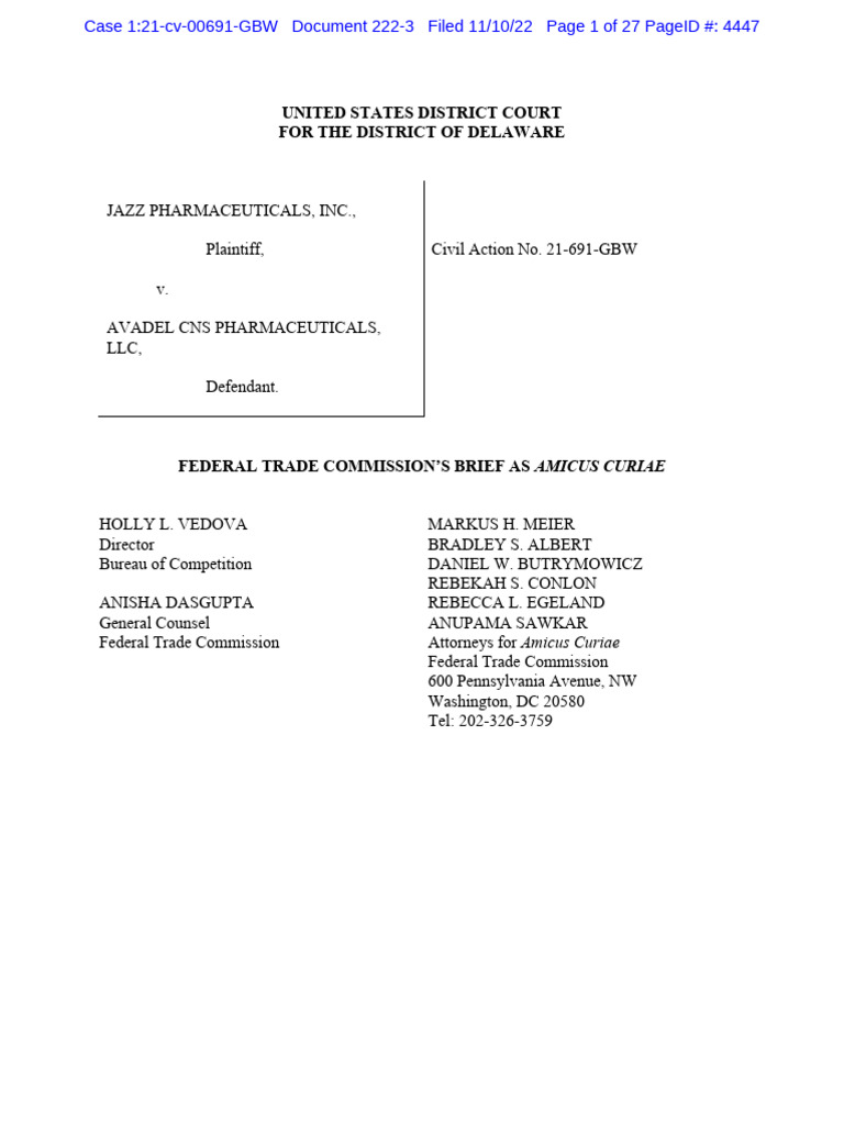 P 163500 Jazz Pharma Amicus Brief | PDF | Pharmacology | Pharmaceutical ...