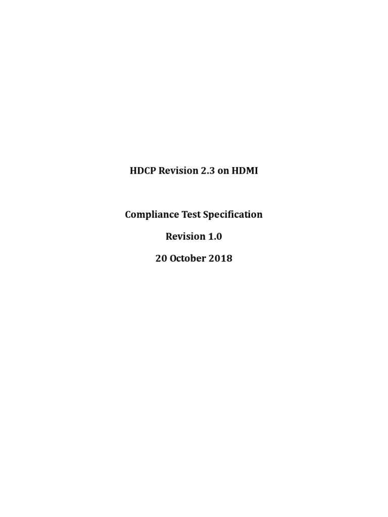 HDCP 2.3 On HDMI Compliance Test Sepcification Rev 1.0 | PDF ...