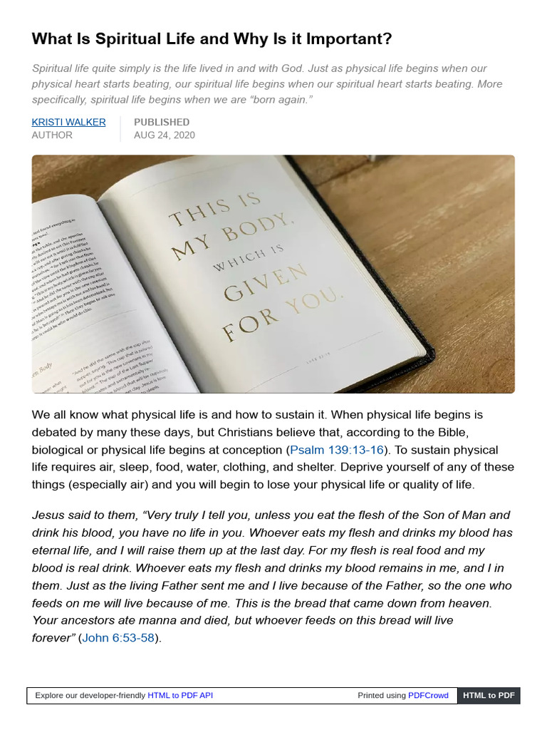 Understanding Spiritual Life's Importance | PDF | Born Again | Jesus