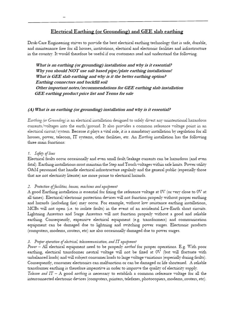 GEE Slab Earthing Brochure - June 2022 | PDF | Electrical Resistance ...