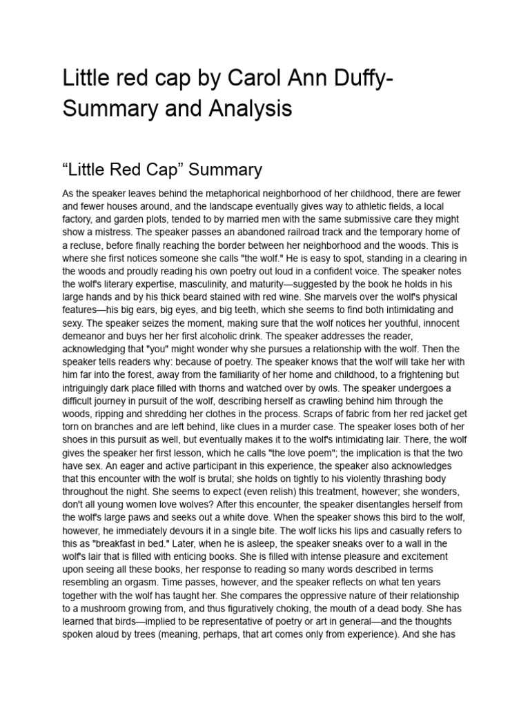 Little Red Cap Full Analysis | PDF | Little Red Riding Hood | Poetry Little Red Cap Full Analysis | PDF | Little Red Riding Hood | Poetry