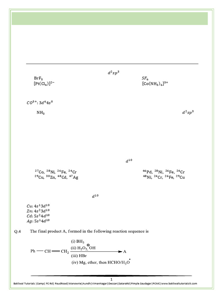 C25 BTTS-02 CHEMISTRY (Jee Mains) | PDF | Rust | Corrosion