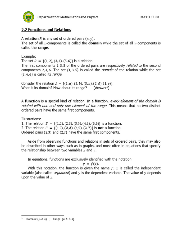 Math 1100 Module 2 - Functions To Logic | PDF | Function (Mathematics ...