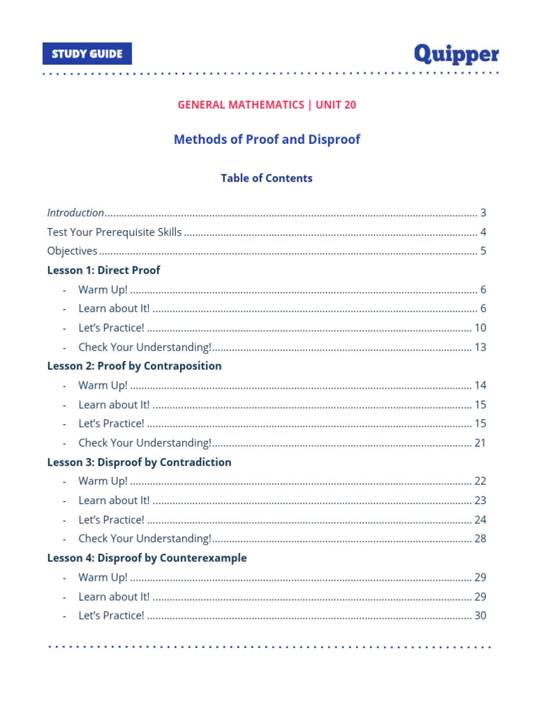 Methods of Proof and Disproof Guide | PDF | Mathematical Proof | Axiom
