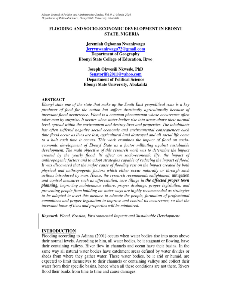 Flood Impact on Ebonyi's Development | PDF | Erosion | Flood