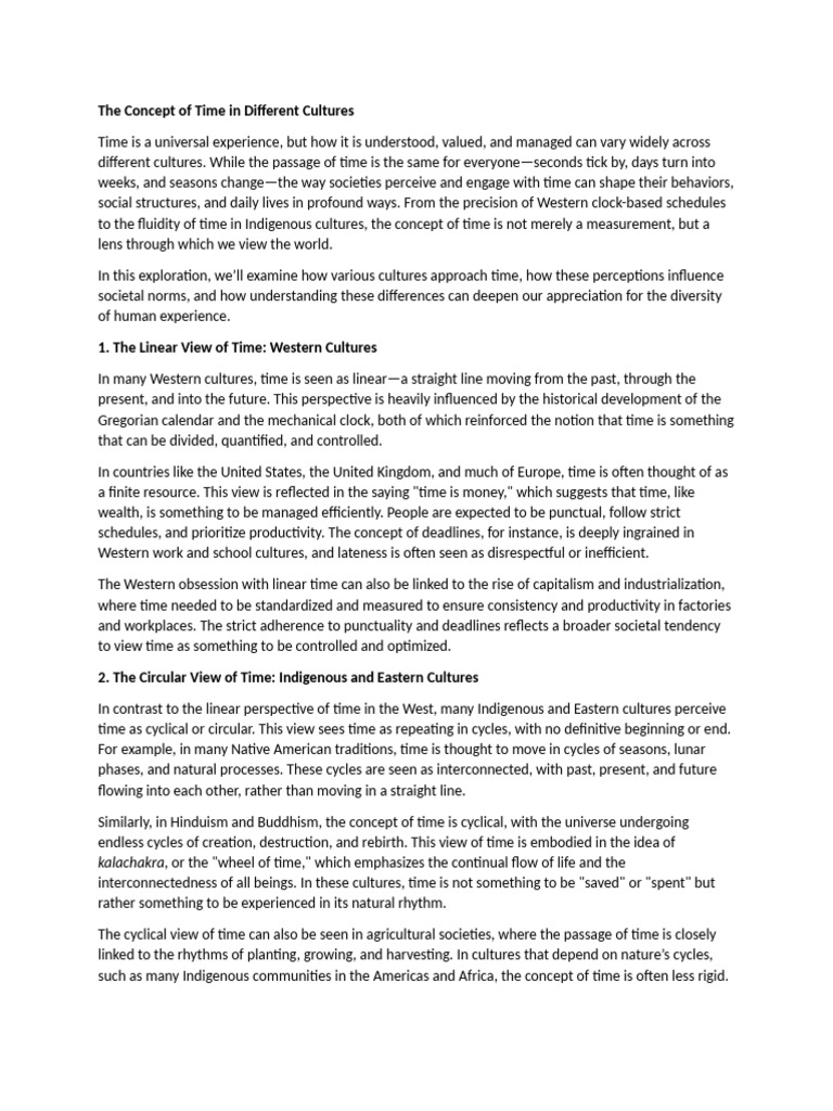 The Concept of Time in Different Cultures | PDF | Time | Liberal Arts ...