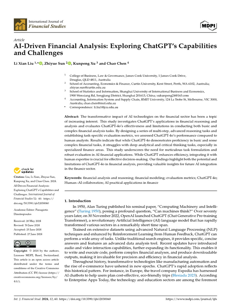 AIDriven Financial Analysis Exploring ChatGPTs Capabilities and ChallengesInternational Journal ...